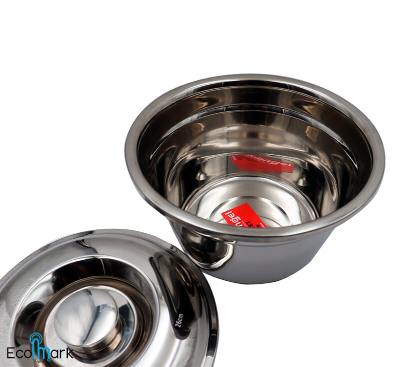 Bowl Tazón Acero Inoxidable con tapa 26cm - ECOMARKPERU