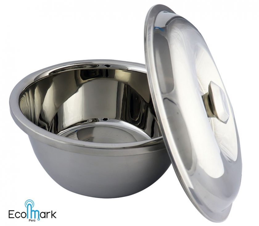 Bowl Tazón Acero Inoxidable con tapa 26cm - ECOMARKPERU