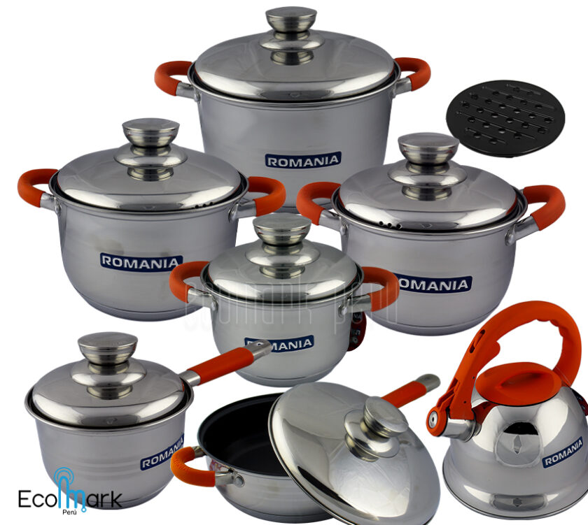 Set de Ollas Romania Acero Inoxidable Romania 13 Pc - ECOMARKPERU