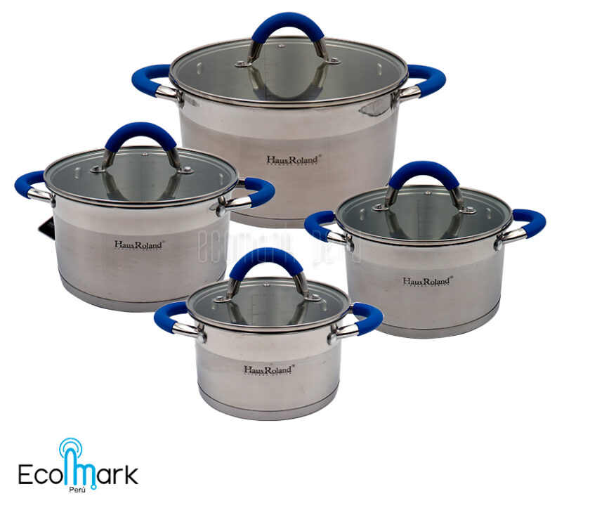 Set de Ollas Acero Inoxidable Haus Roland 8 Piezas - ECOMARKPERU
