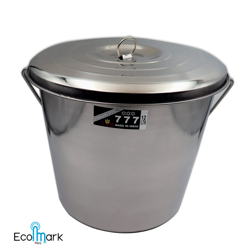 Balde Acero Inoxidable con Tapa 12 L. - ECOMARKPERU