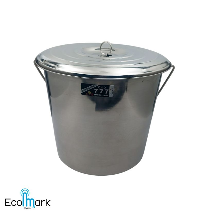 Balde Acero Inoxidable con Tapa 15 Litros - ECOMARKPERU